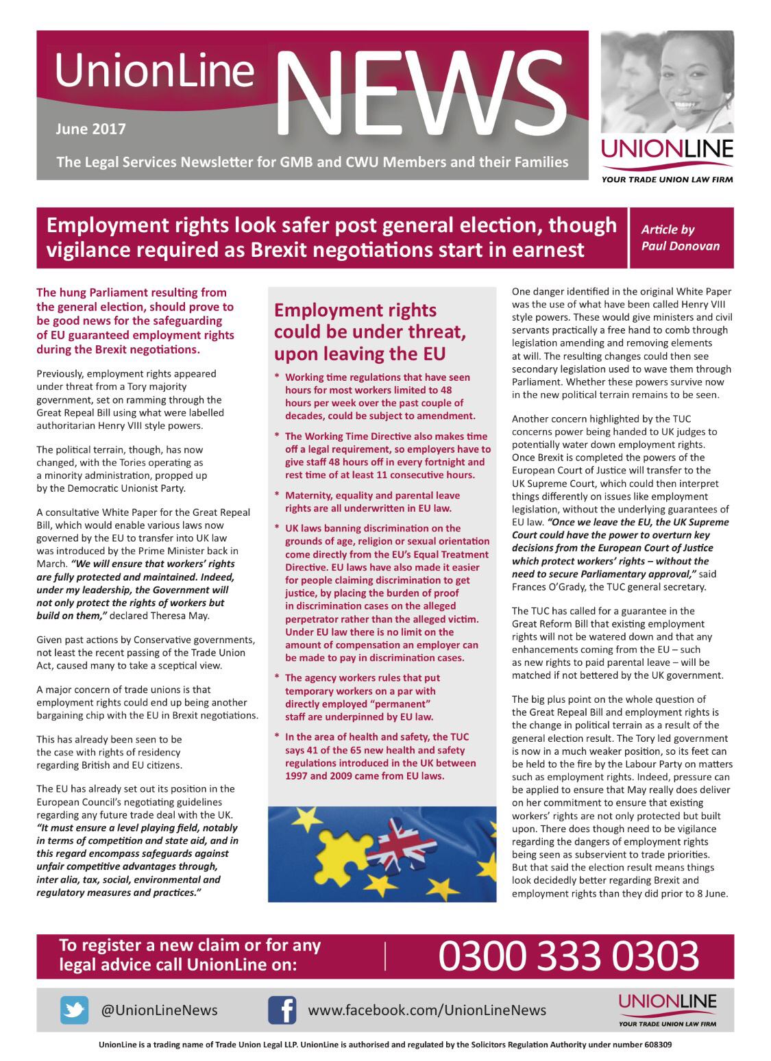 UNIONLINE Newsletter July 2017 – CWU Eastern No5 Branch