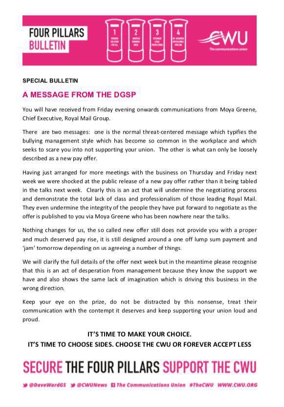 Four Pillars Special Bulletin: A message from Terry Pullinger – CWU ...