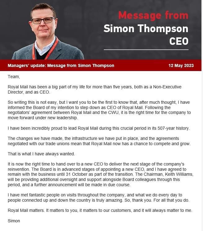 Simon Thompson Has Gone 12/5/23 – CWU Eastern No5 Branch